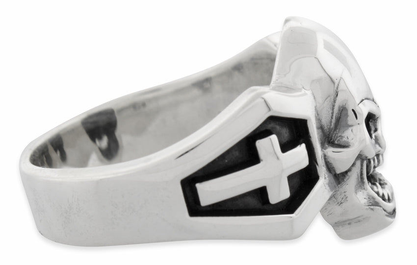 Sterling Silver Skull Cross Sides Ring – Badass Jewelry