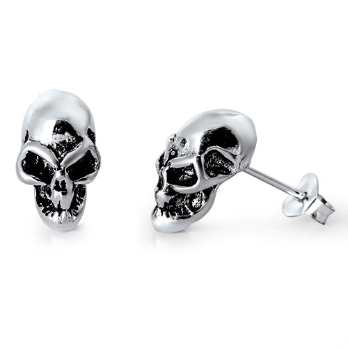 Sterling Silver Skull Stud Earrings – Badass Jewelry